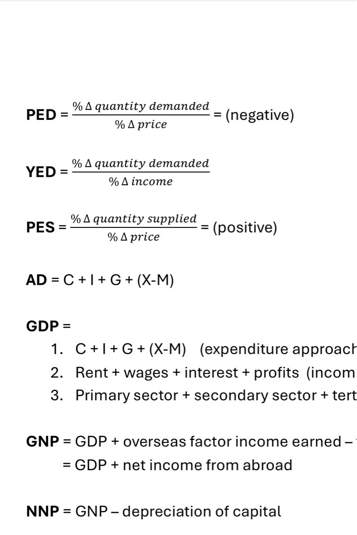 IB ECONOMICS FORMULA SHEET , Everything Else on Carousell