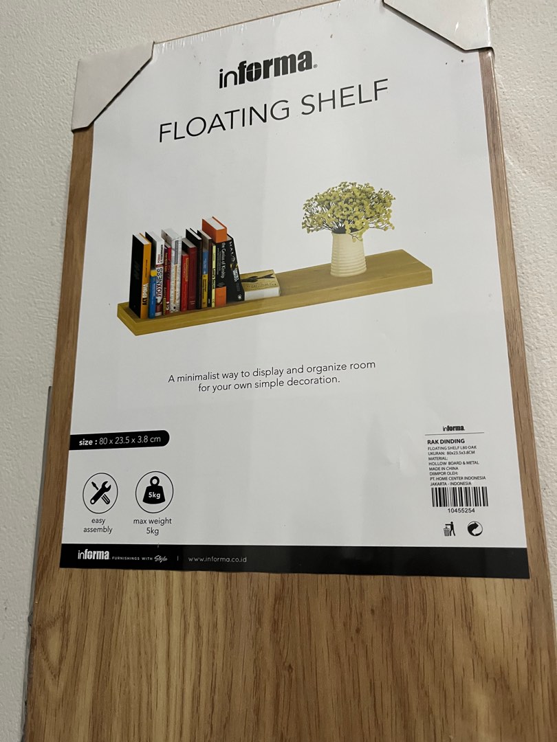 Informa Rak Dinding 80 cm - Cokelat Oak, Perabotan Rumah di Carousell