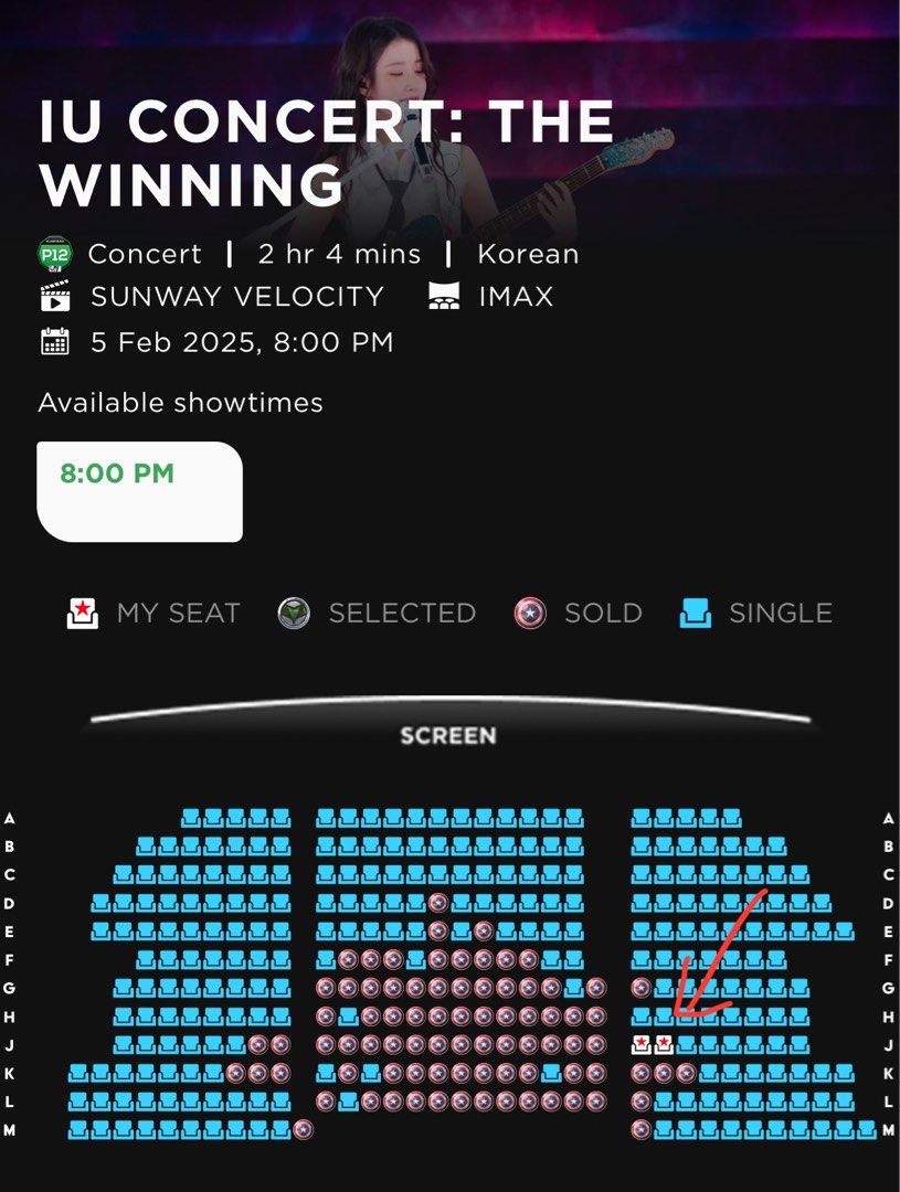 IU Concert Movie Ticket 5 Feb Sunway Velocity 8pm IMAX with Royale ...