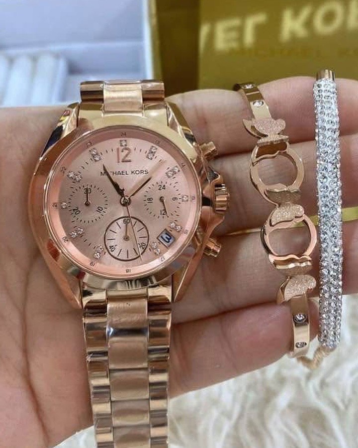 MK ROSEGOLD SET DIAL W BANGLES AUTHENTIC WATCH, Women's Fashion ...