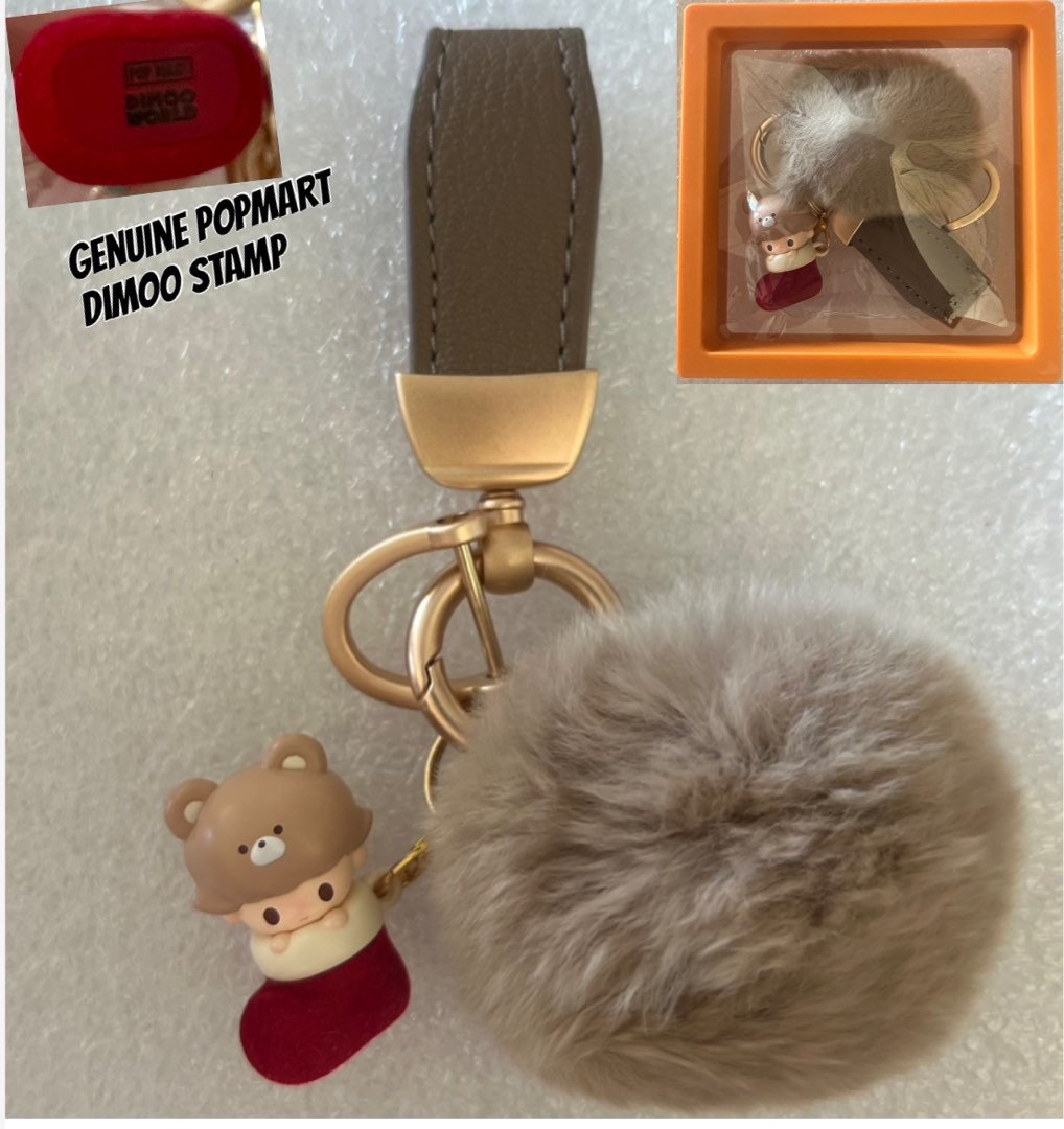 New genuine Popmart Dimoo pop bean fur ball Key Ring in display box ...
