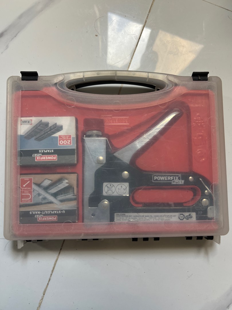 Powerfix Heavy Duty Hand Held Staple / Nail Gun Nailer Tacker Stapler ...