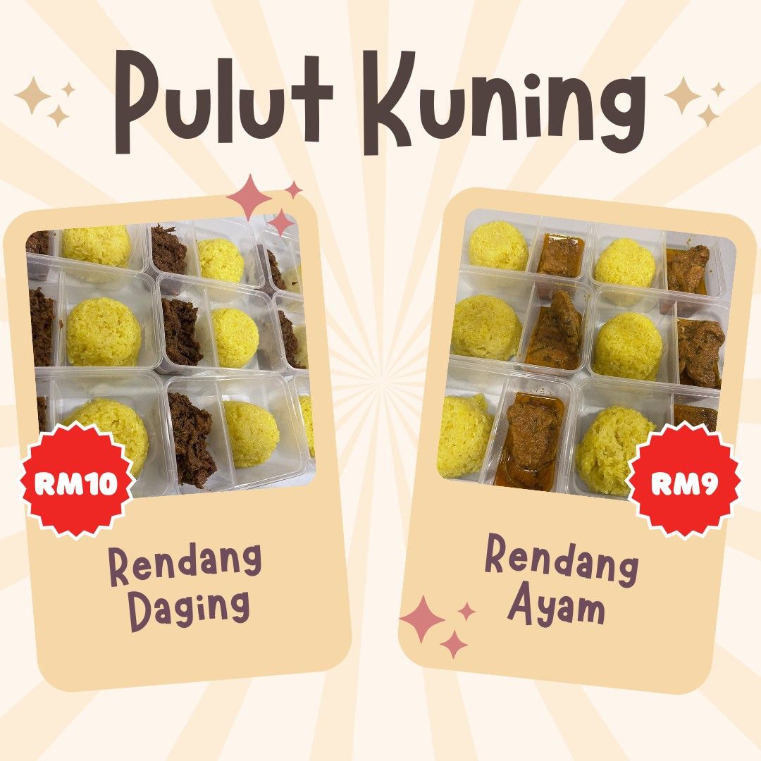 Pulut Kuning Rendang Daging Dan Rendang Ayam, Food & Drinks, Local Eats ...