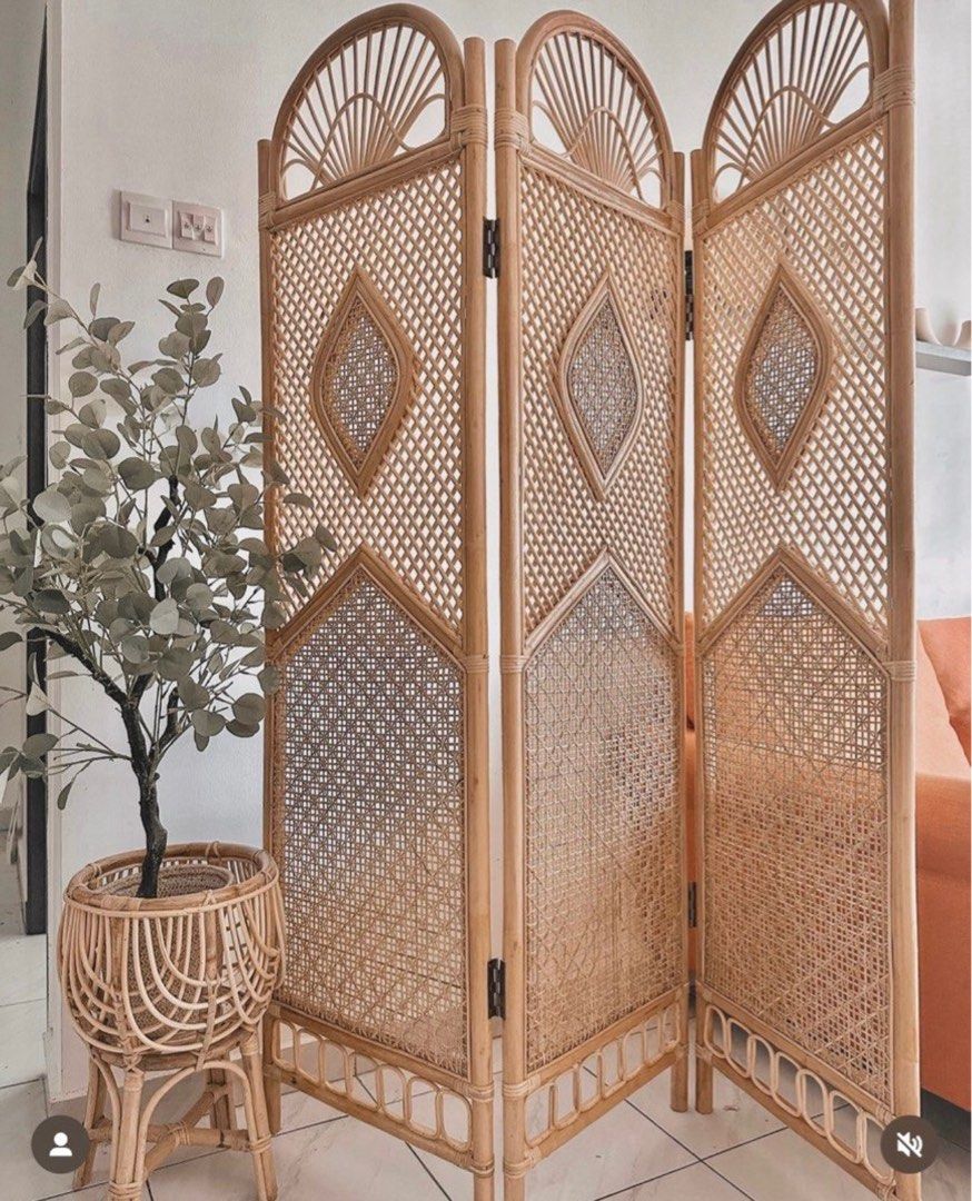 Rattan Partition 3 panel, Furniture & Home Living, Furniture, Other ...