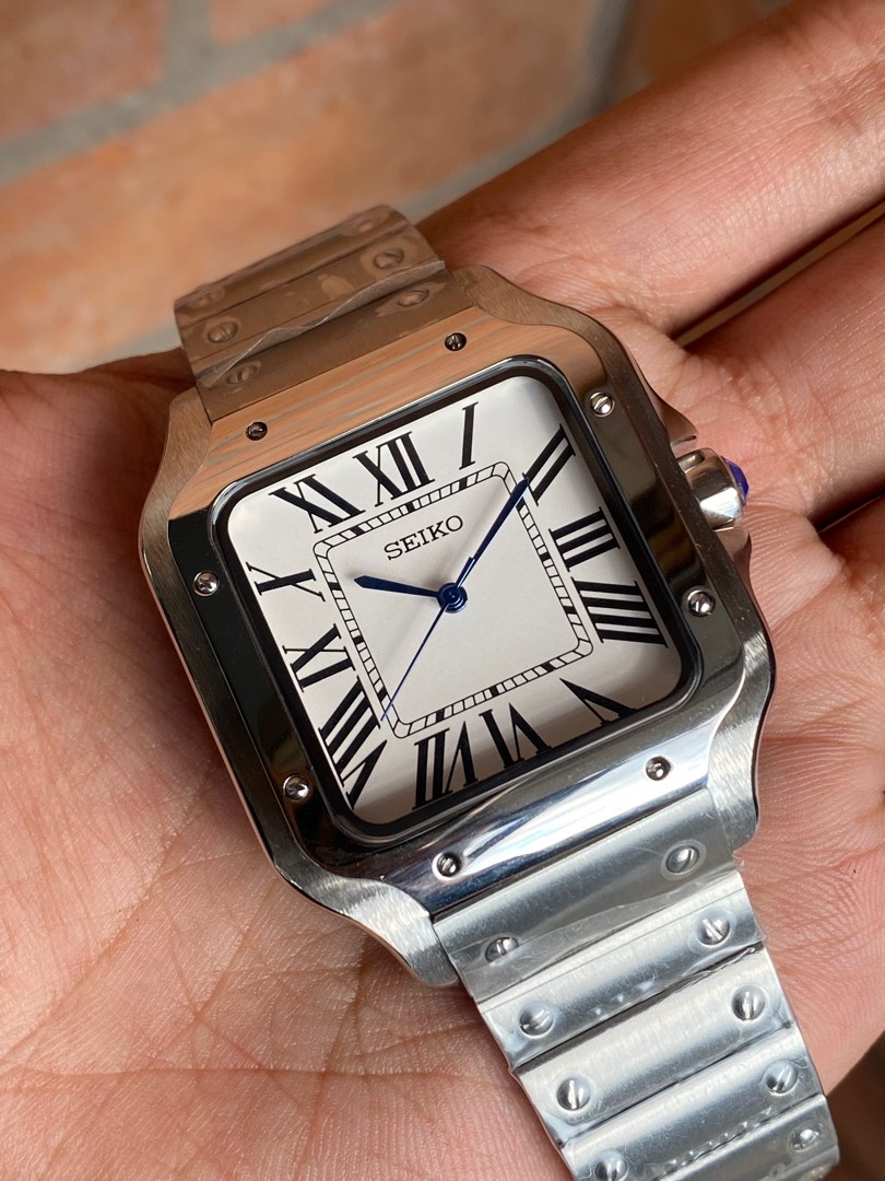 Seiko Cartier Santos Modified Classic White Dial, Men's Fashion ...