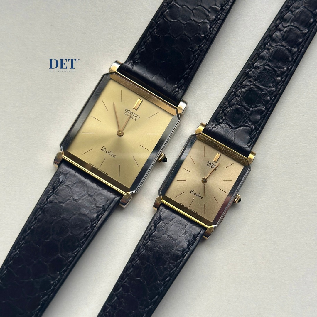 Vintage Seiko Dolce x Exceline Tank Pair, Luxury, Watches on Carousell