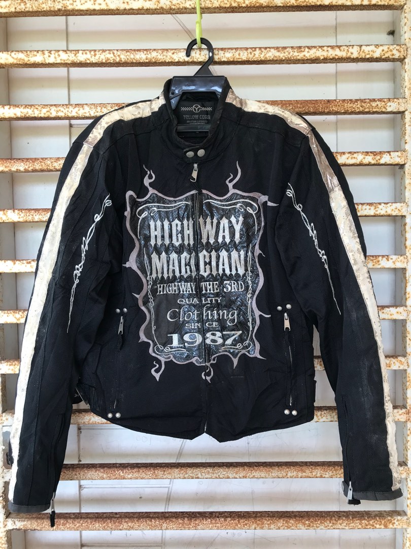 YELLOW CORN Riding Jacket Mesh Jacket Silver Embroidered with Padded ...