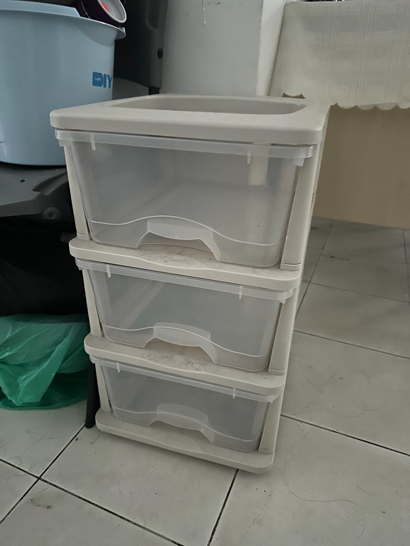 3 Tier Plastic Drawer Storage Cabinets Laci Plastik Transparent ...