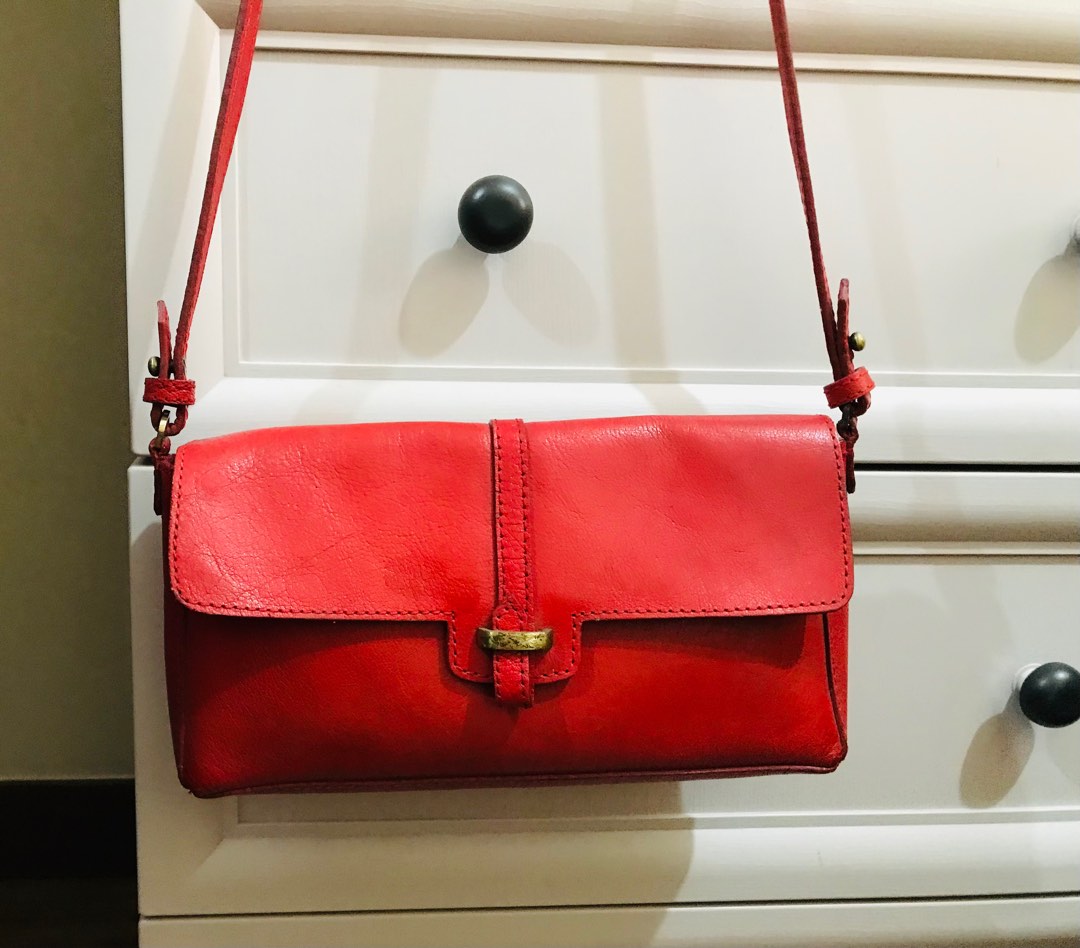 Authentic Zara Red Leather Sling Bag, Women's Fashion, Bags & Wallets ...