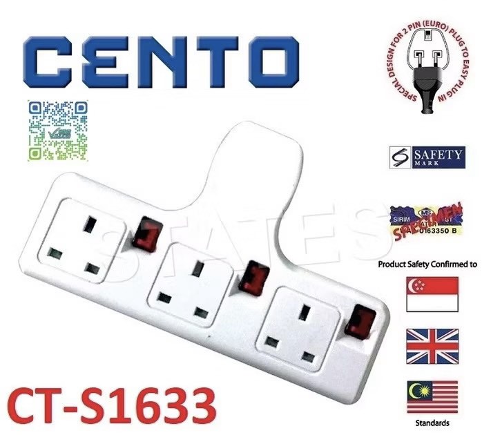 Adapter 3 Way Portable Socket with Surge Protector | CENTO CT-S1633 ...
