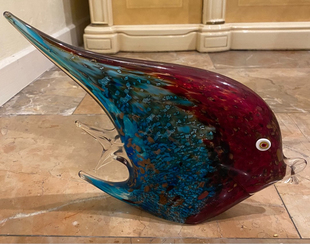 Antique Red Blue Crystal Fish, Furniture & Home Living, Home Decor ...