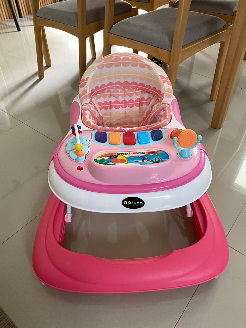 Apruva Pink Dino Walker with Musical Tray, Babies & Kids, Infant ...