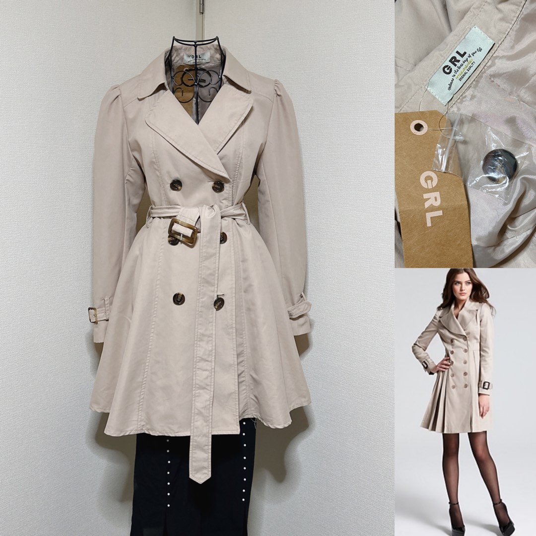brandnew GRL double breasted trench coat, Women's Fashion, Coats ...