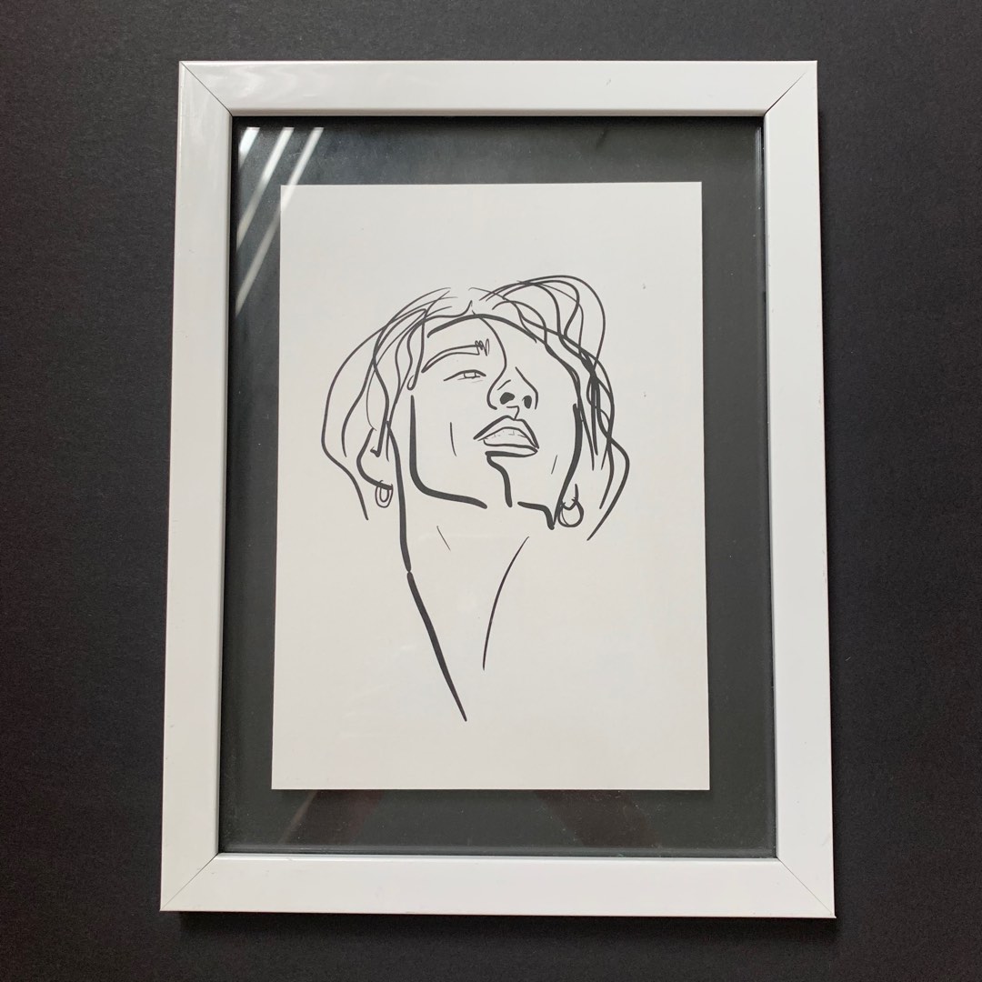 BTS Jungkook Artwork + Clear Glass Frame, Furniture & Home Living, Home ...