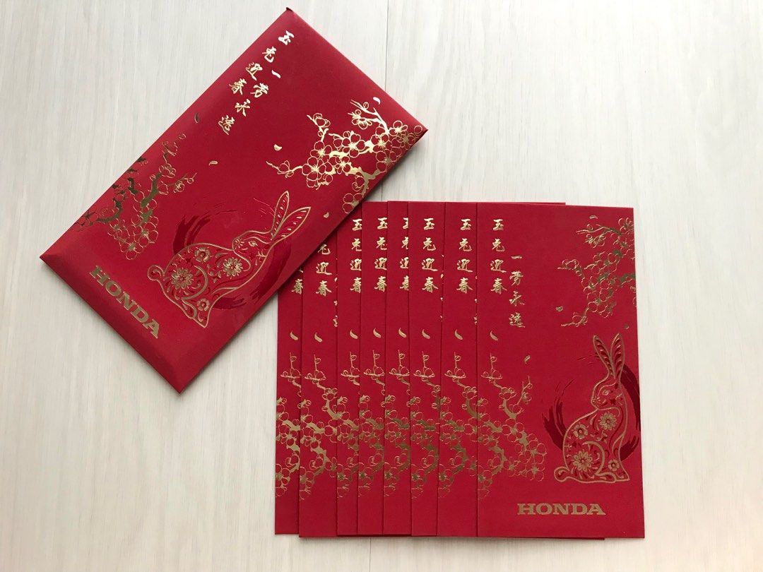 Cover+8pcs Honda 2023 rabbit rubbery red packet / ang pow pao, Hobbies ...