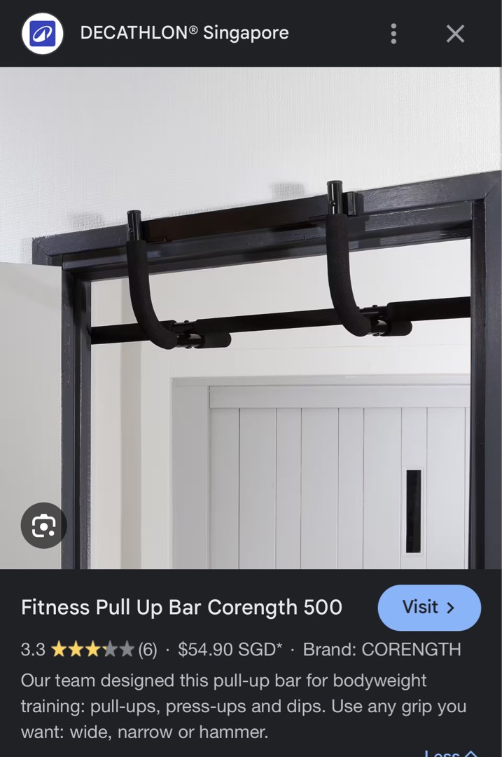 Door frame pull-up bar (easy removal, no drilling), Sports Equipment ...