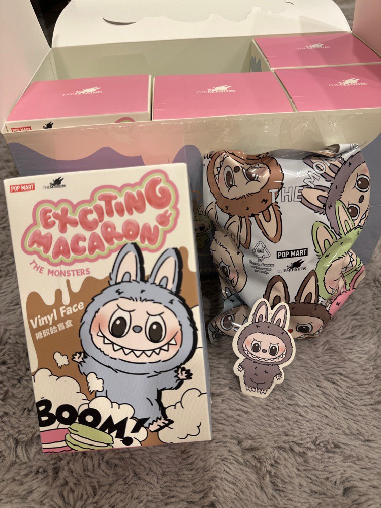 Labubu v1 exciting macaron - grey (sesame bean), Hobbies & Toys ...