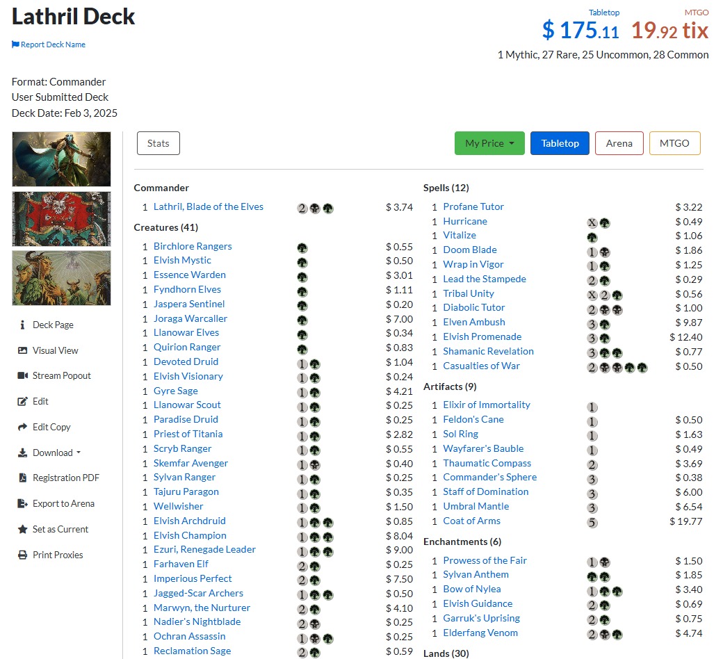 Magic the Gathering > Lathril Deck, Hobbies & Toys, Memorabilia ...