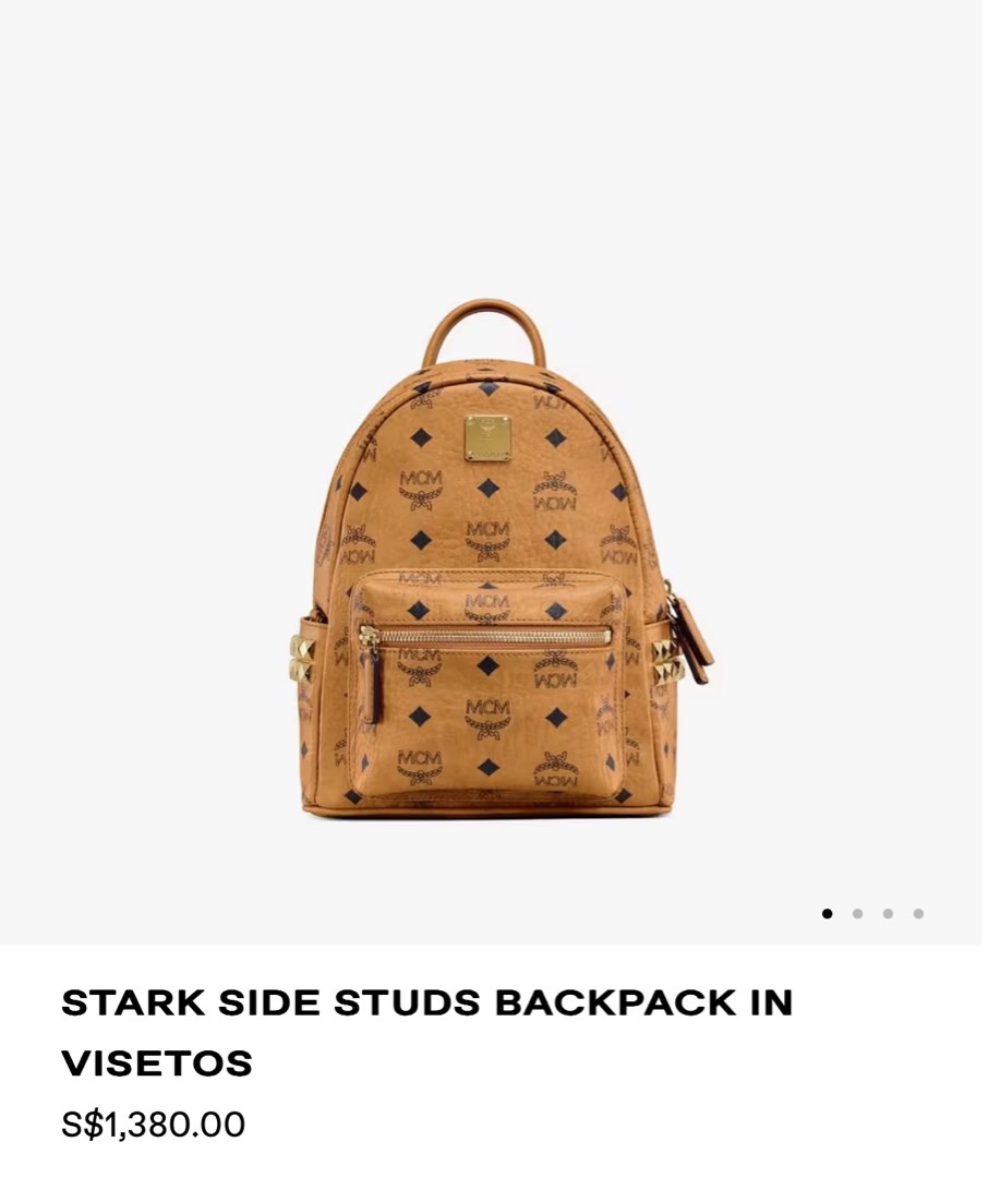 MCM Mini Stark Side Studs Backpack In Visetos, Luxury, Bags & Wallets ...