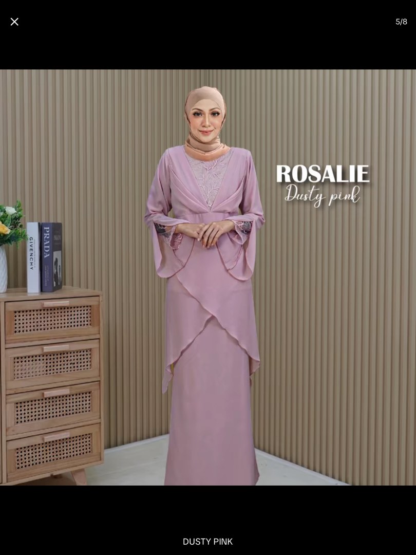 New Dusty Pink Kurung Moden Baju Raya Kurung Lace Gerobok Gaga, Women's ...