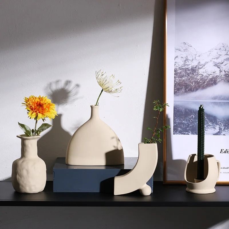 Nordic Polygon Circular Ceramic Vase Home Living Room TV Cabinet ...