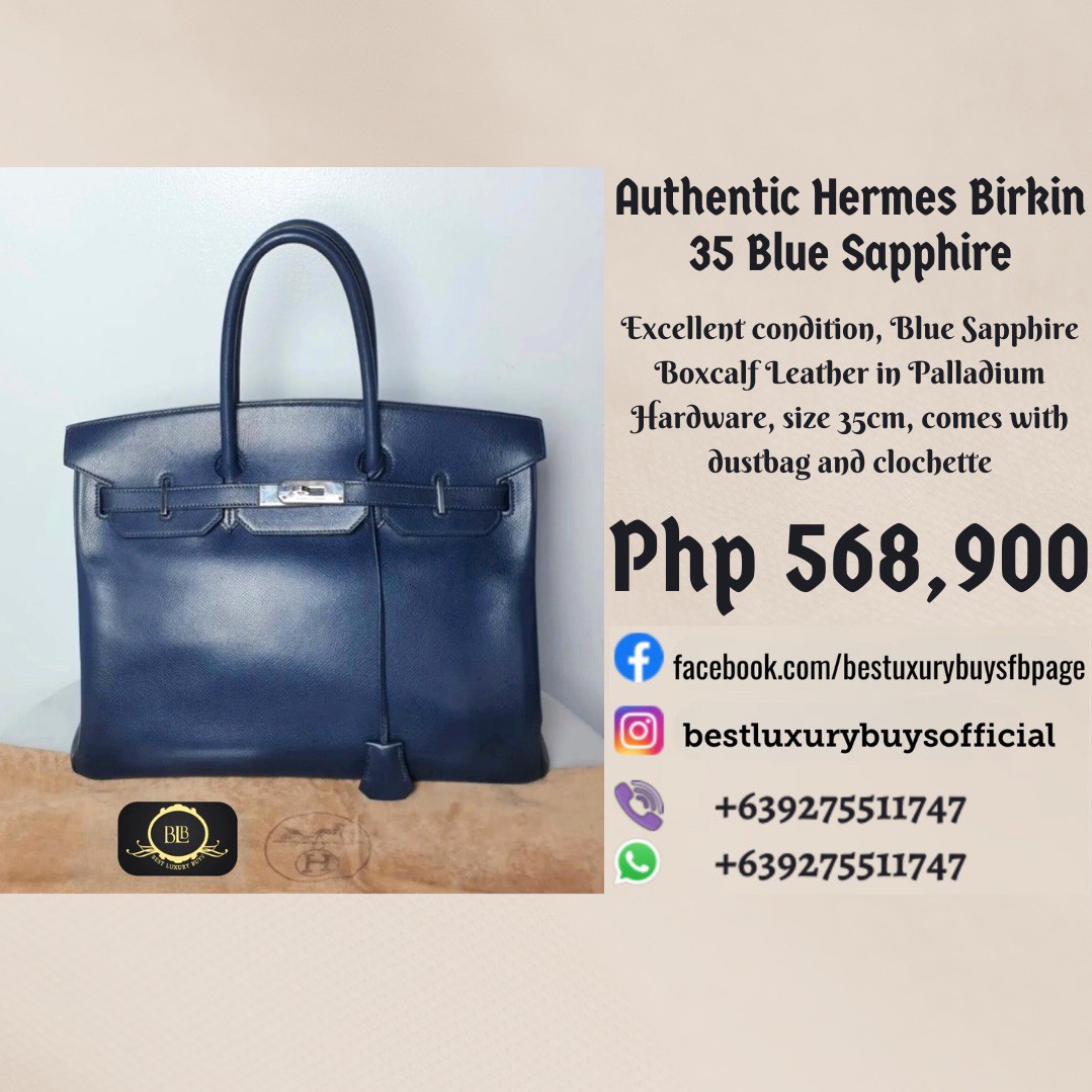 Onhand Authentic Hermes Birkin 35 B35 Blue Sapphire Bag Mens Womens ...