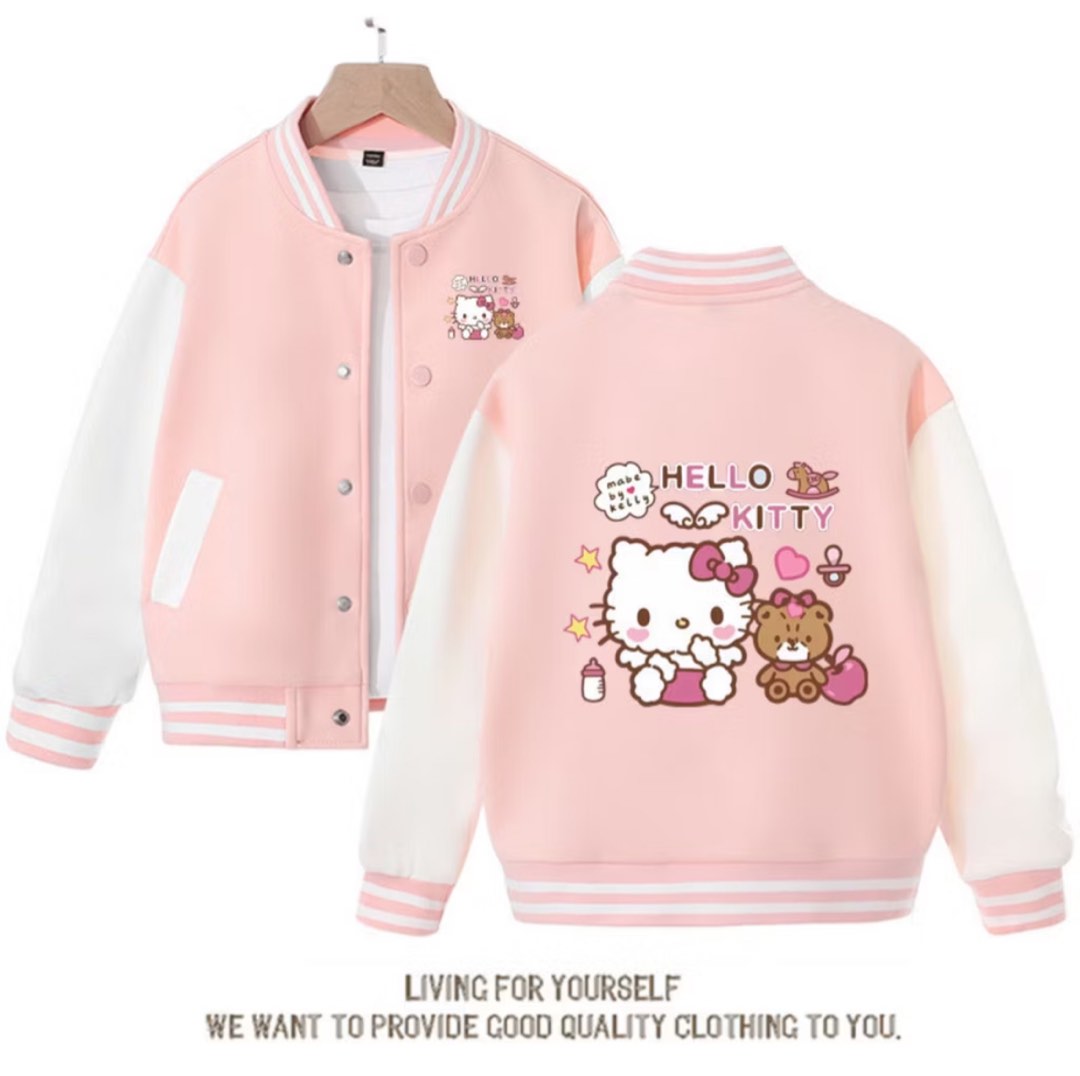 {PREORDER} children girl hello kitty baseball jacket, Babies & Kids ...