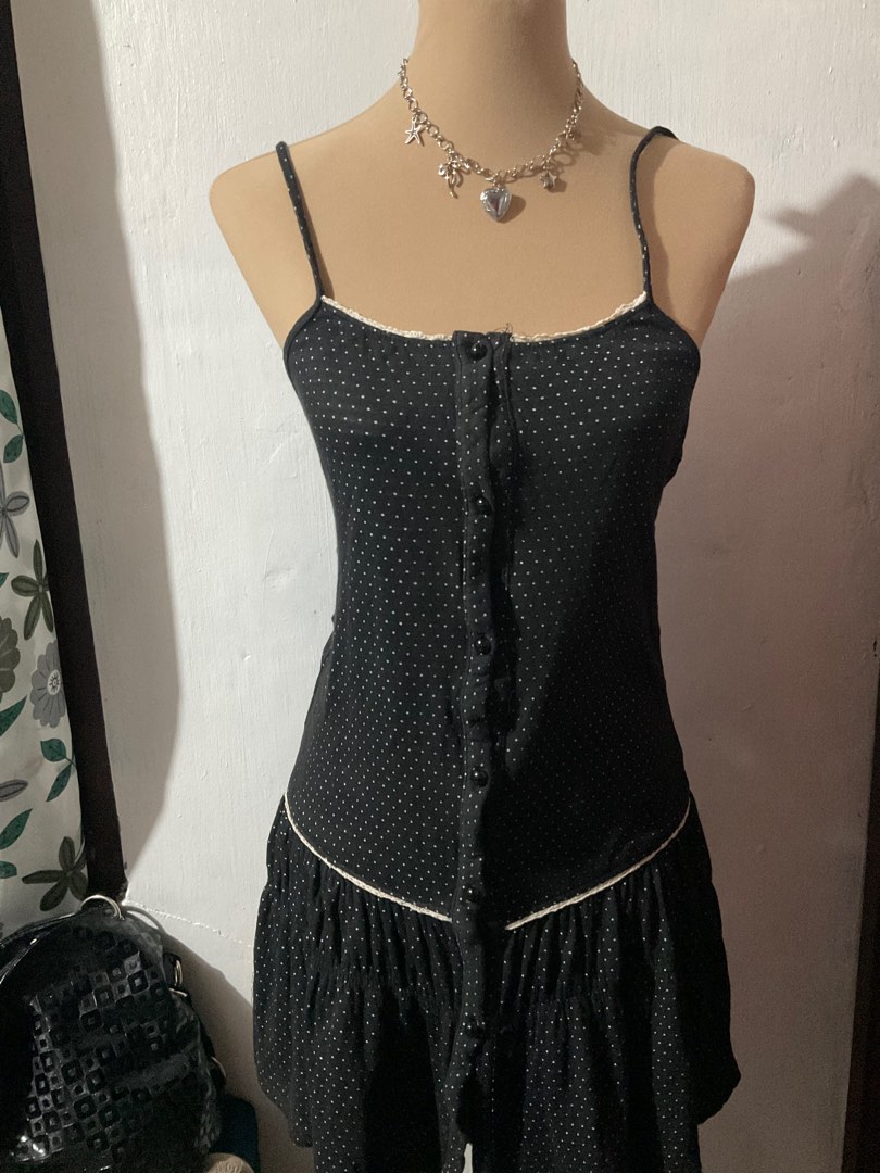 sawako dainty polka mini dress, Women's Fashion, Dresses & Sets ...