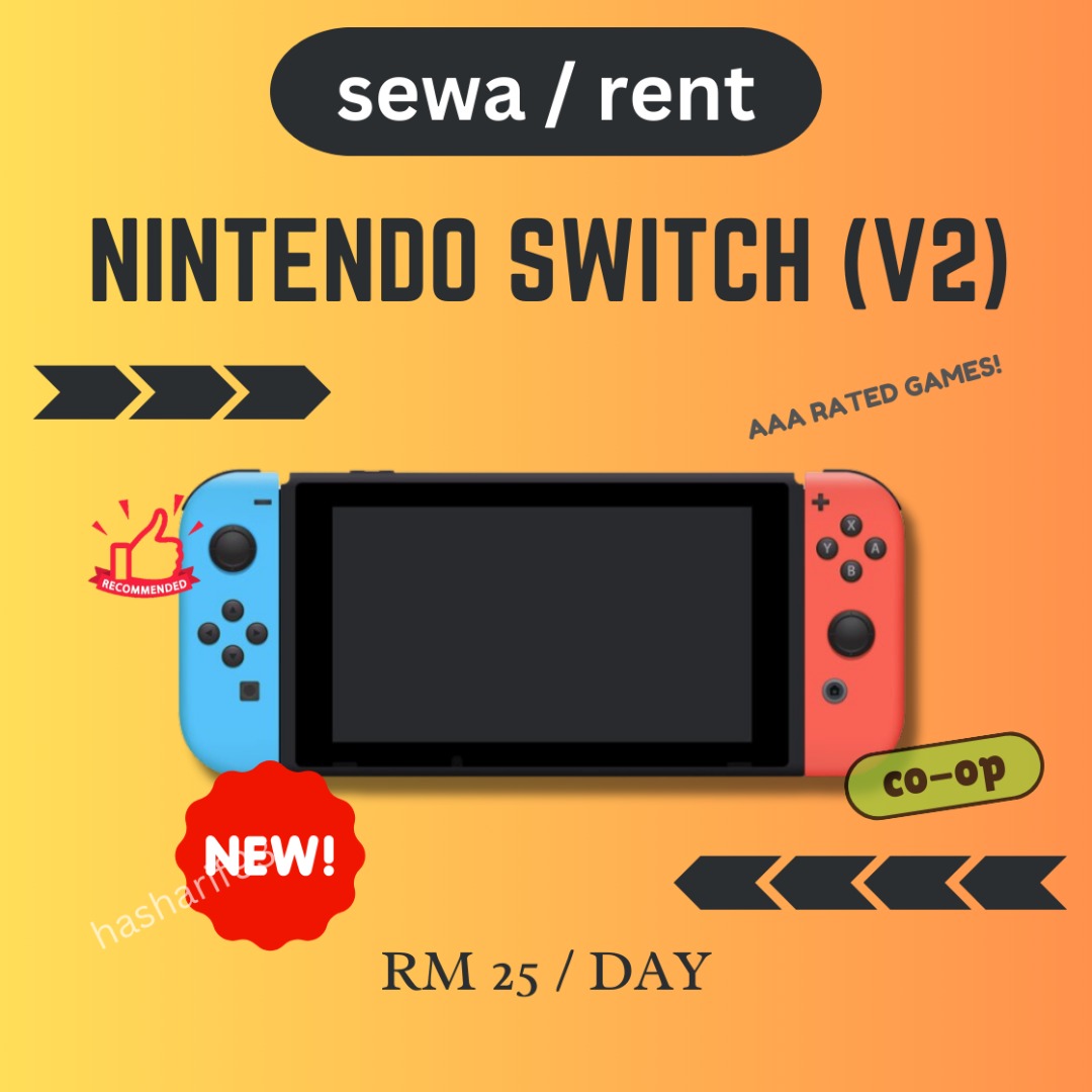SEWA/RENT - NINTENDO SWITCH V2 WITH (NEW) GAMES , Video Gaming, Video ...