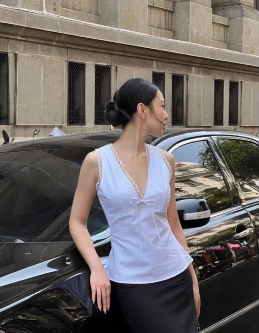 Shu shi clothing Yoona Linen Top in Pure White, Women's Fashion, Tops, Blouses on Carousell