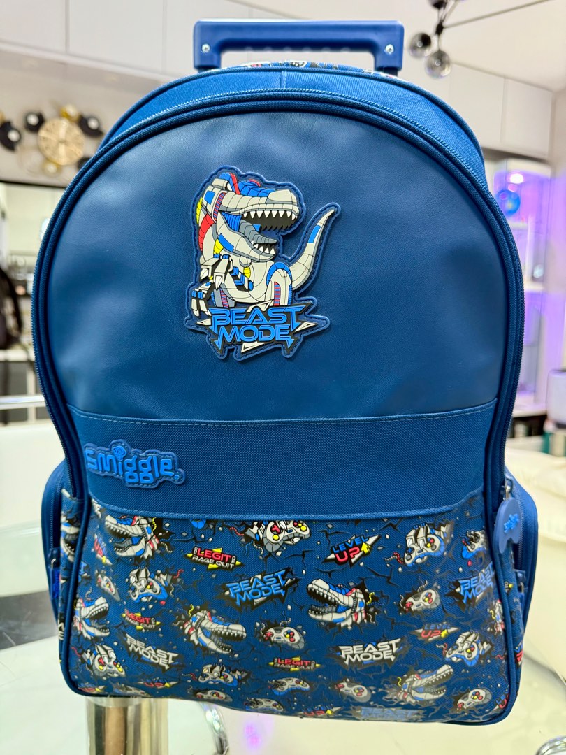 Smiggle Jurrasic Fly High Trolley Backpack With Light Up Wheels, Babies ...