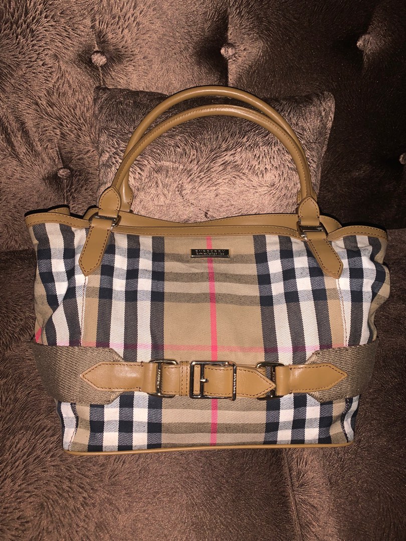 Burberry vintage canvas tote bag, Fesyen Wanita, Tas & Dompet di Carousell