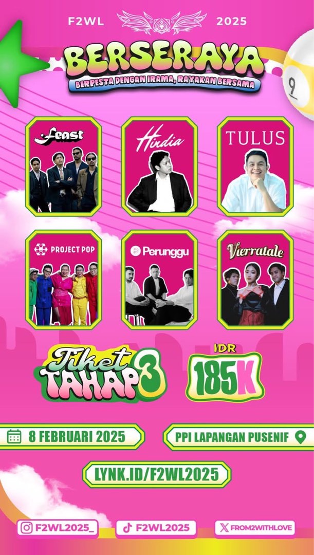 TICKET F2WL (TULUS,VIERA,HINDIA DLL), Tiket & Voucher, Tiket Acara di ...