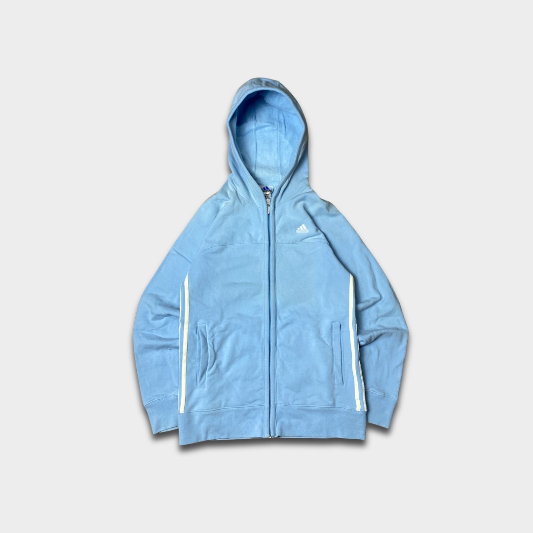 Vintage Adidas Baby Blue Zip up hoodie, Men's Fashion, Tops & Sets ...