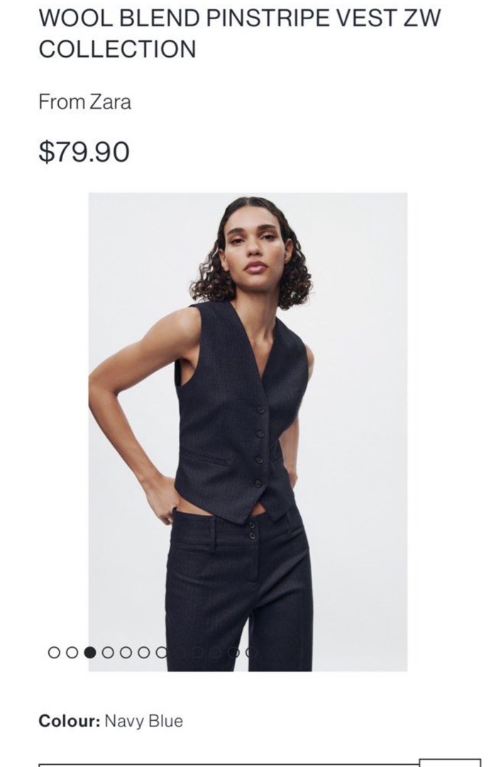 Zara wool blend pinstripe vest & pants set coords, Women's Fashion ...