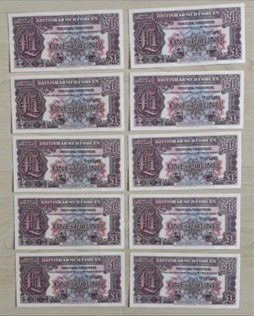1984 British Armed Forces Special Vouchers 2nd Series (10 consecutive ...