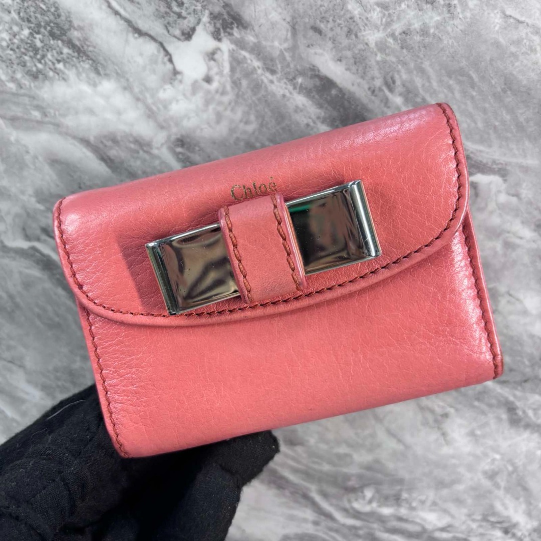 257001016 CHLOE SLG WALLET PINK TRI FOLD, Women's Fashion, Bags ...