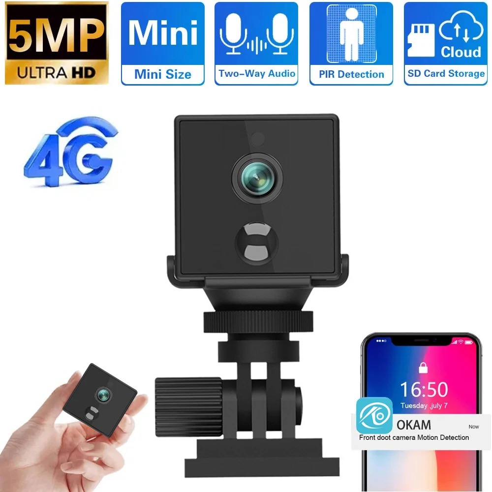 5MP 4G SIM Card Mini Camera Built-in 3000mAh Battery PIR Human ...