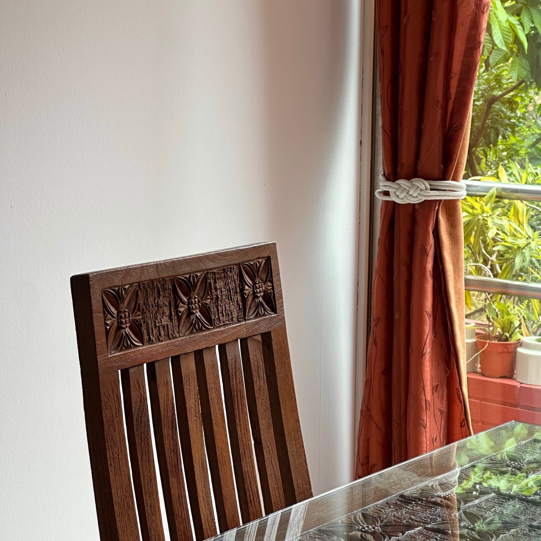 6 Seater Indo Teak Wood Dining Set, Furniture & Home Living, Furniture ...