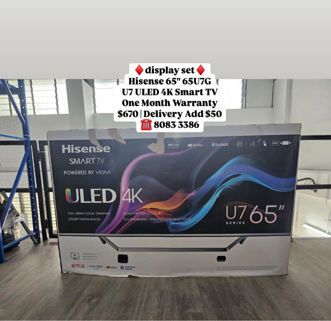 ♦️♦️ Hisense 65” 65U7G U7 ULED 4K Smart TV | Bluetooth | Vidaa | Youtube | netflix | prime video ...
