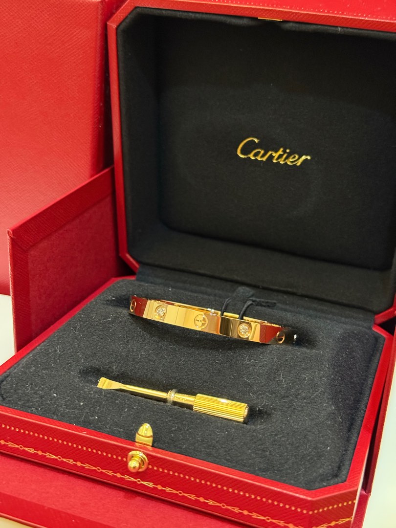 Cartier Love Rose Gold Bracelet Classic Model 4 Diamonds, Luxury ...