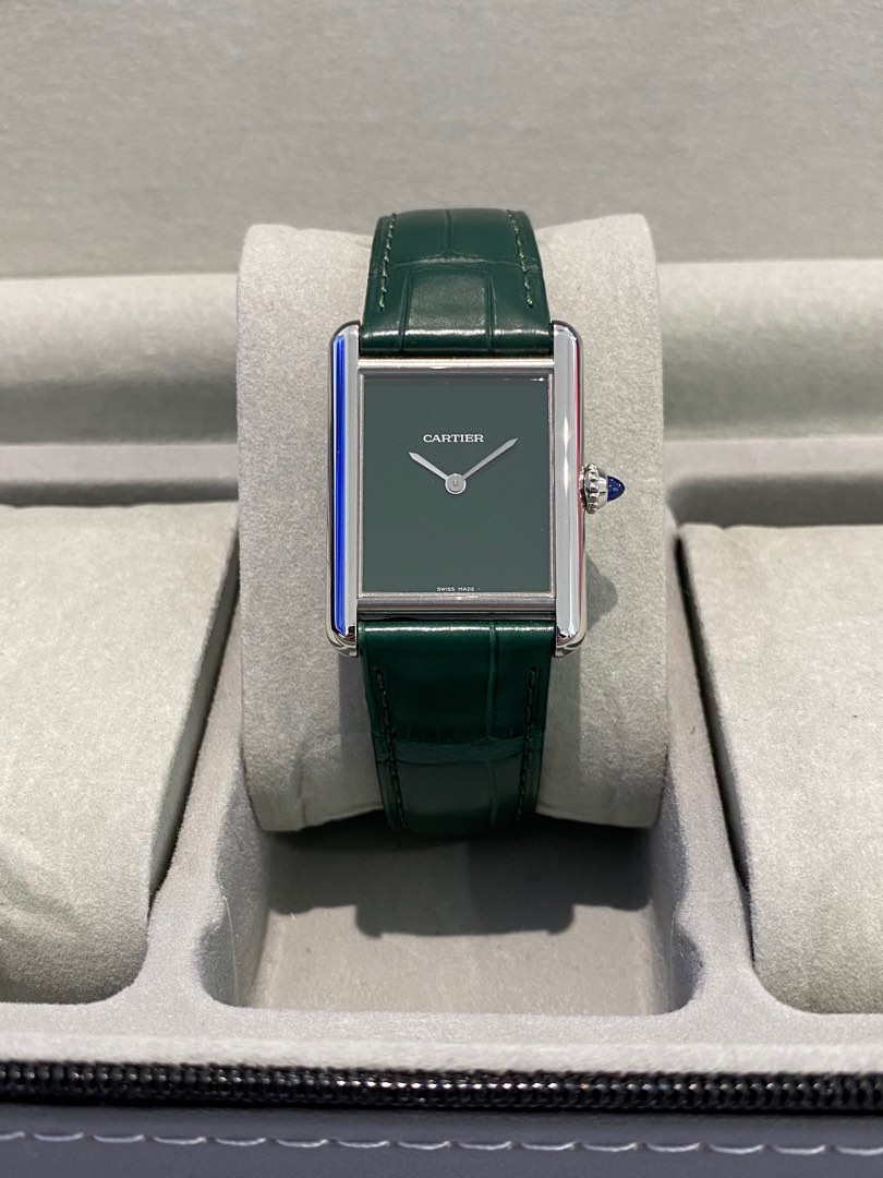 Cartier Tank Must Green Dial Limited Edition, Luxury, Watches on Carousell
