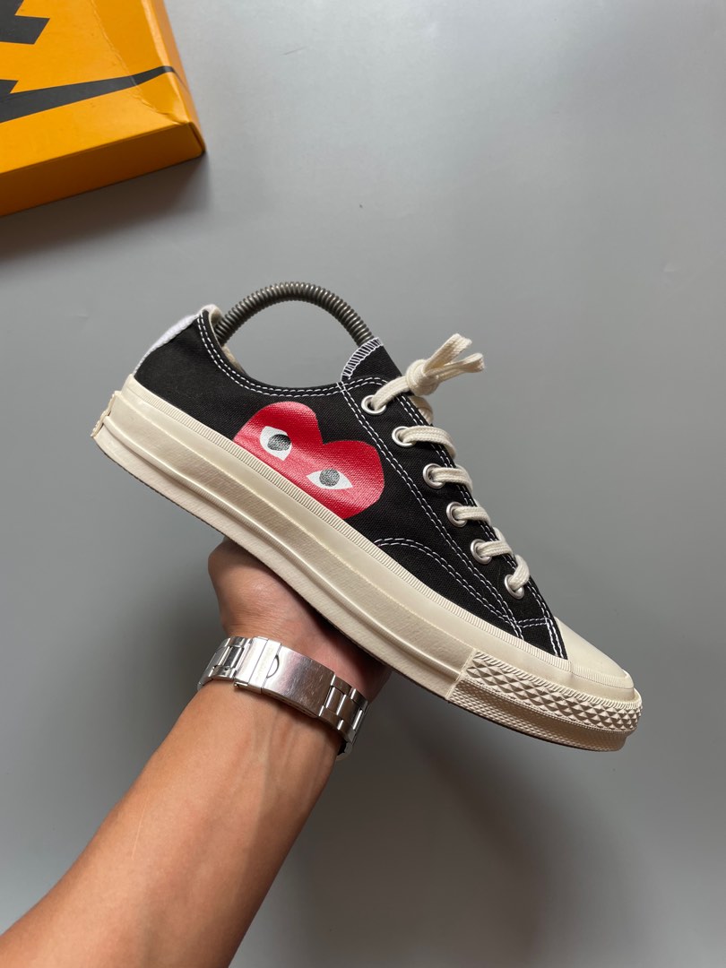 CDG X CONS PEEKING HEARTS BLACK (8US), Men's Fashion, Footwear ...
