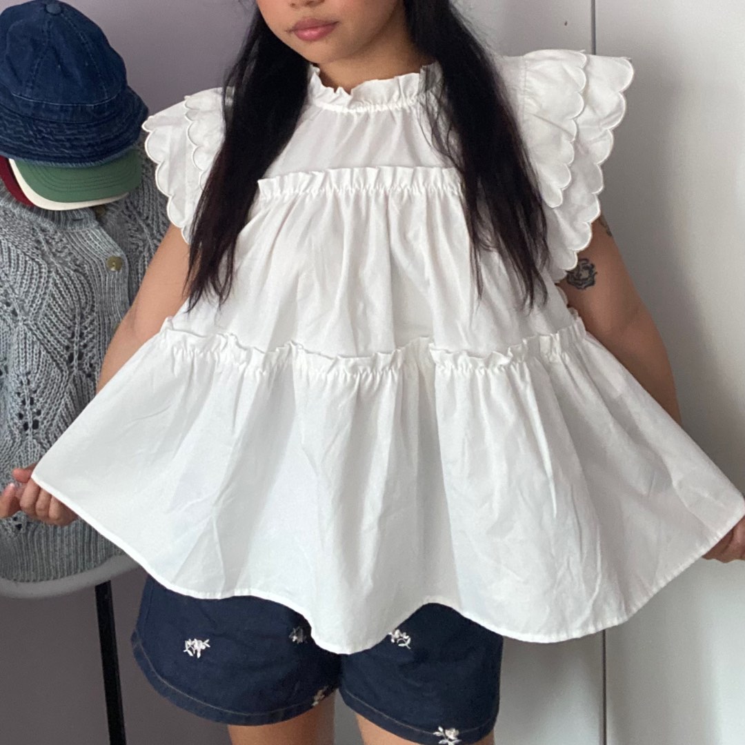 Coquette White Top (S-M), Women's Fashion, Tops, Blouses on Carousell