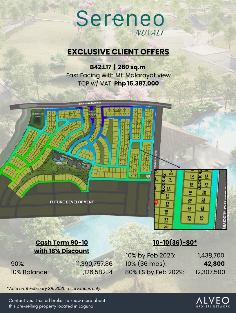 Exclusive residential lot for sale accross Miriam college Nuvali ...