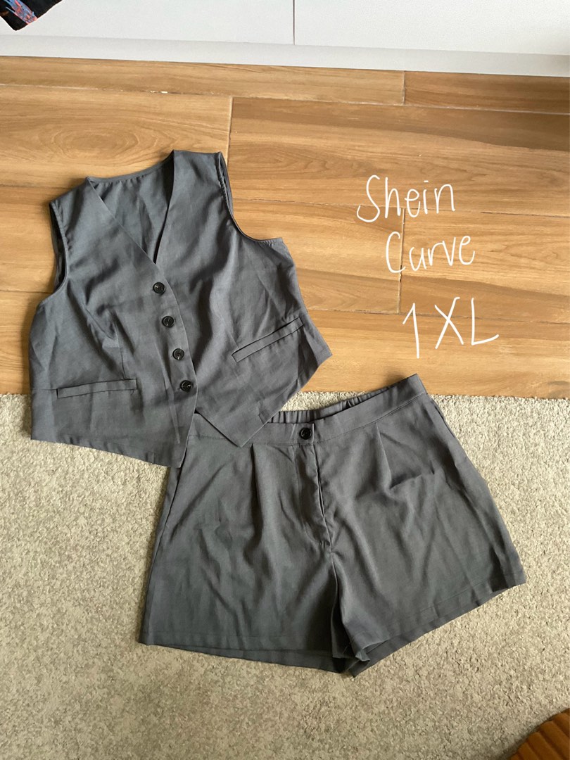 Grey vest and shorts coords set, Women's Fashion, Dresses & Sets, Sets ...