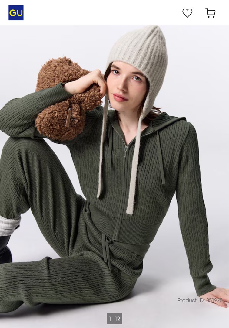 GU x Uniqlo Cable Knit Hoodie nd Pants, Women's Fashion, Dresses & Sets ...