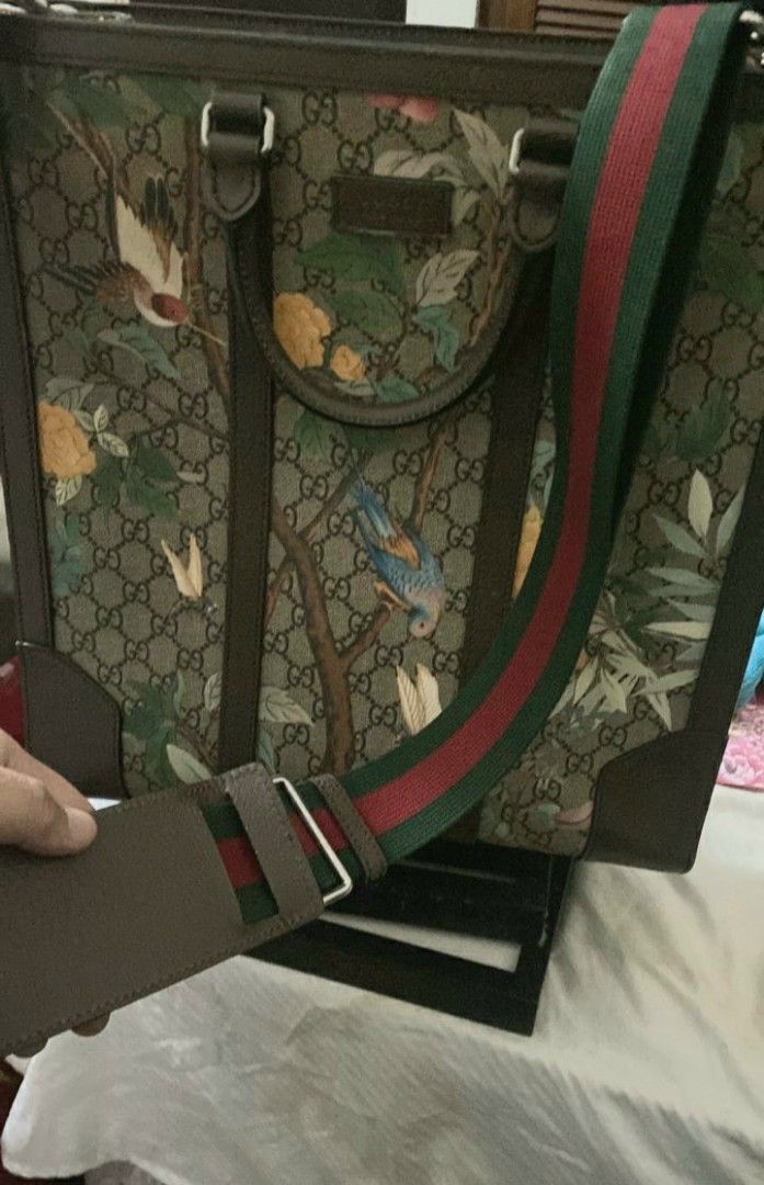 Gucci GG Supreme Tian Bird of Paradise Tote Bag, Luxury, Bags & Wallets ...