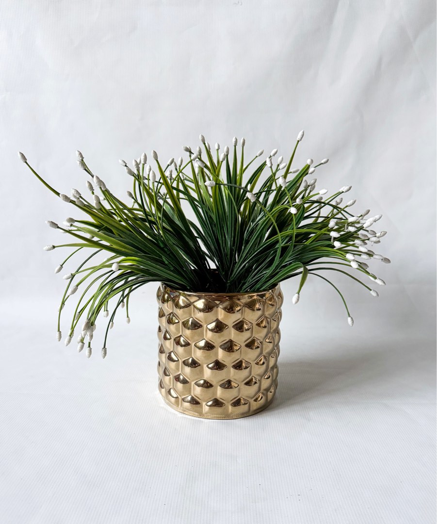 H&M Home Gold Ceramic Pot, Furniture & Home Living, Home Decor, Vases ...