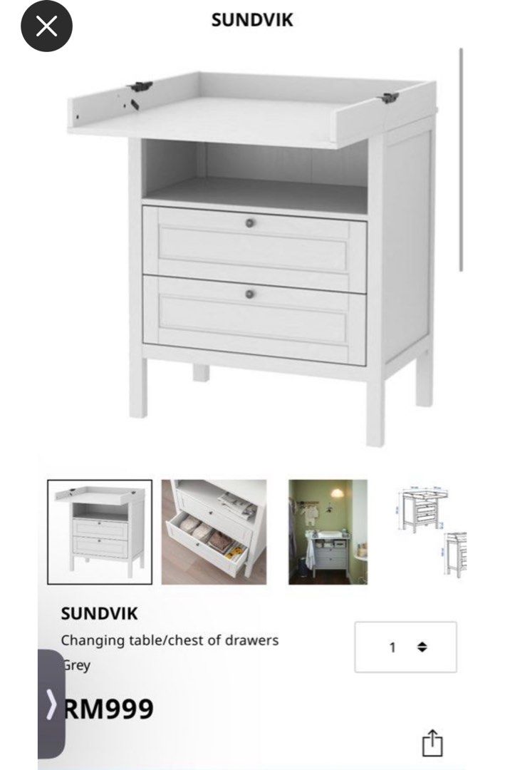 IKEA Sundvik changing table, Babies & Kids, Baby Nursery & Kids ...